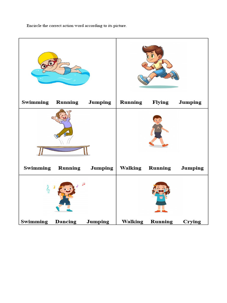 Action Word Identification Activity | PDF