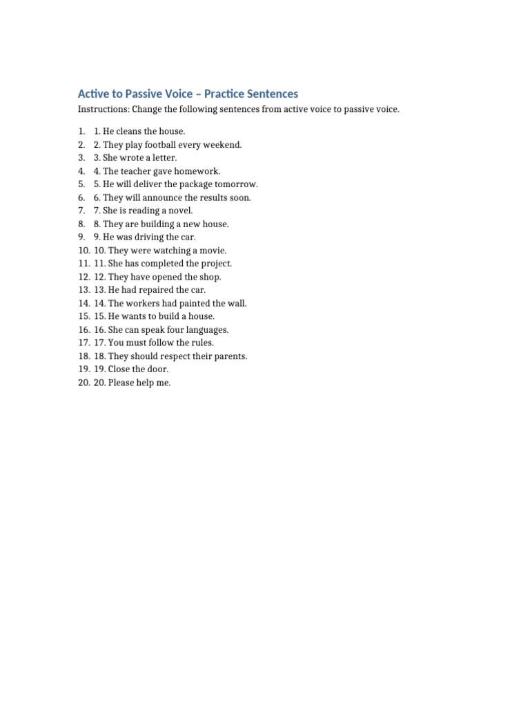 Passive Voice Exercises | PDF