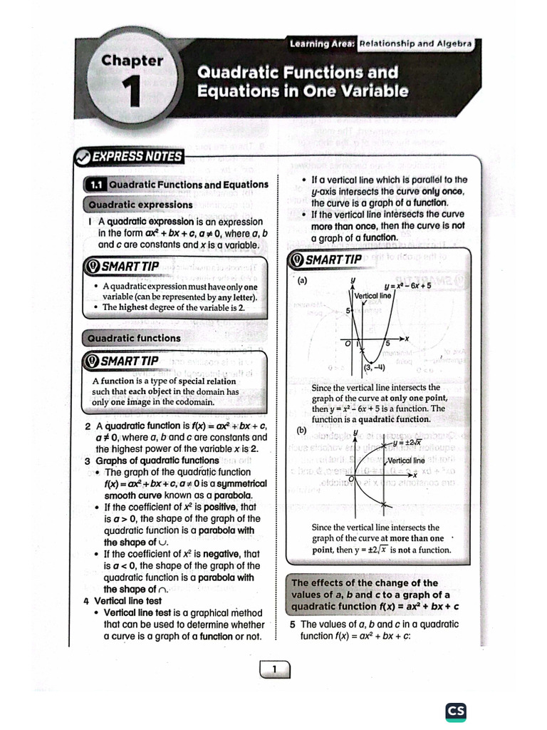 4.1 Quadratic Functions and Equations in One Variable | PDF