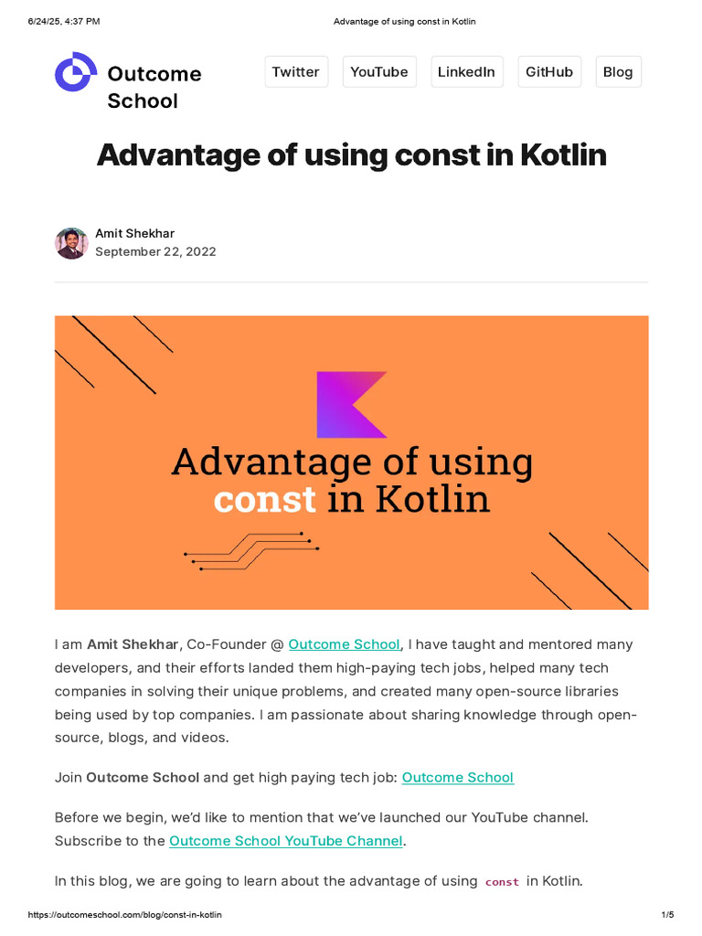Advantage of Using Const in Kotlin | PDF | Computer Engineering ...