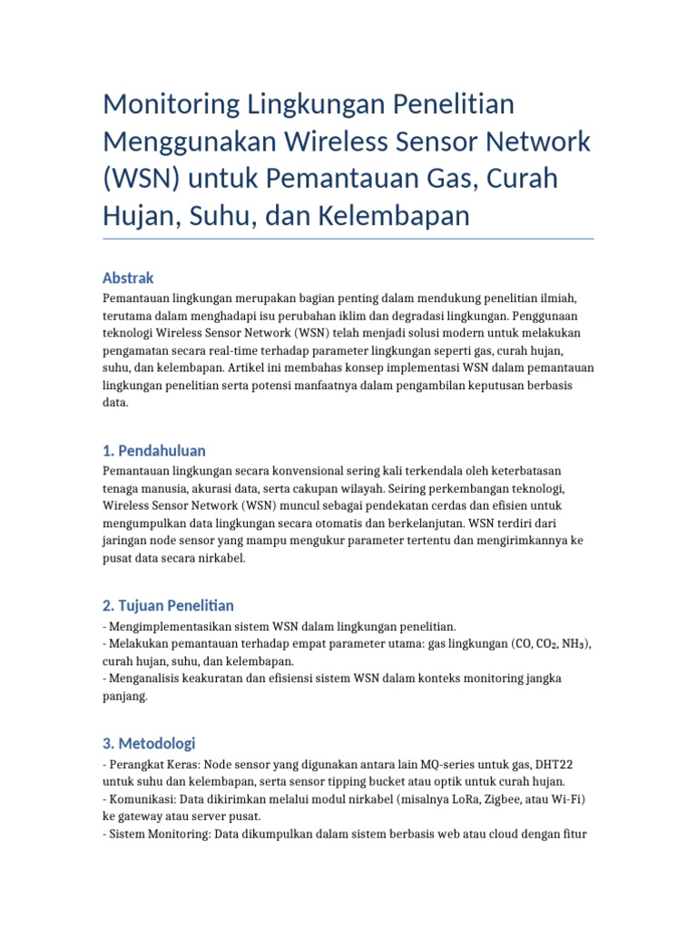 Monitoring Lingkungan WSN | PDF