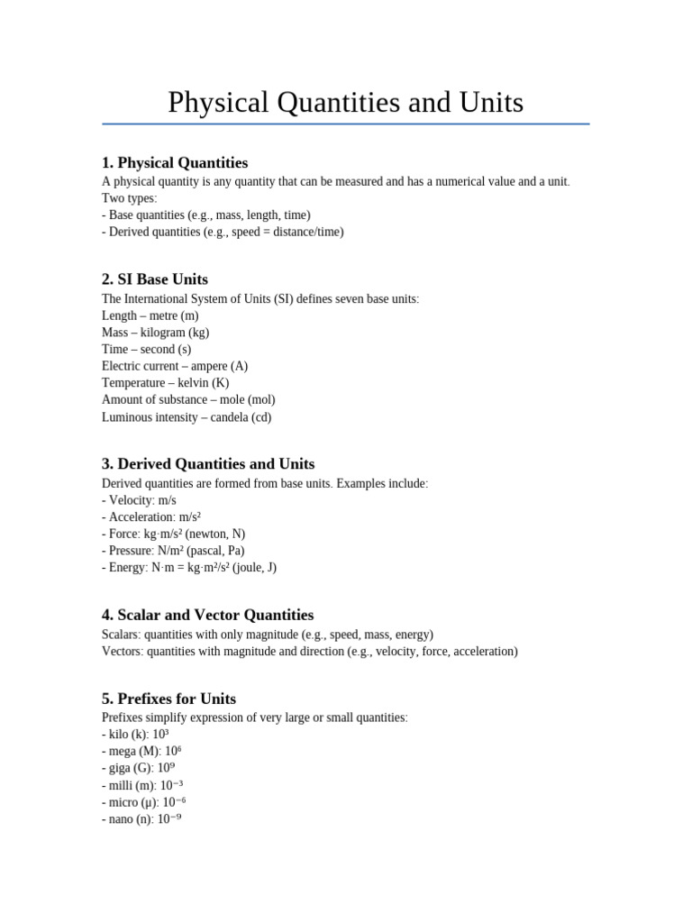 Understanding Physical Quantities and Units | PDF | International ...