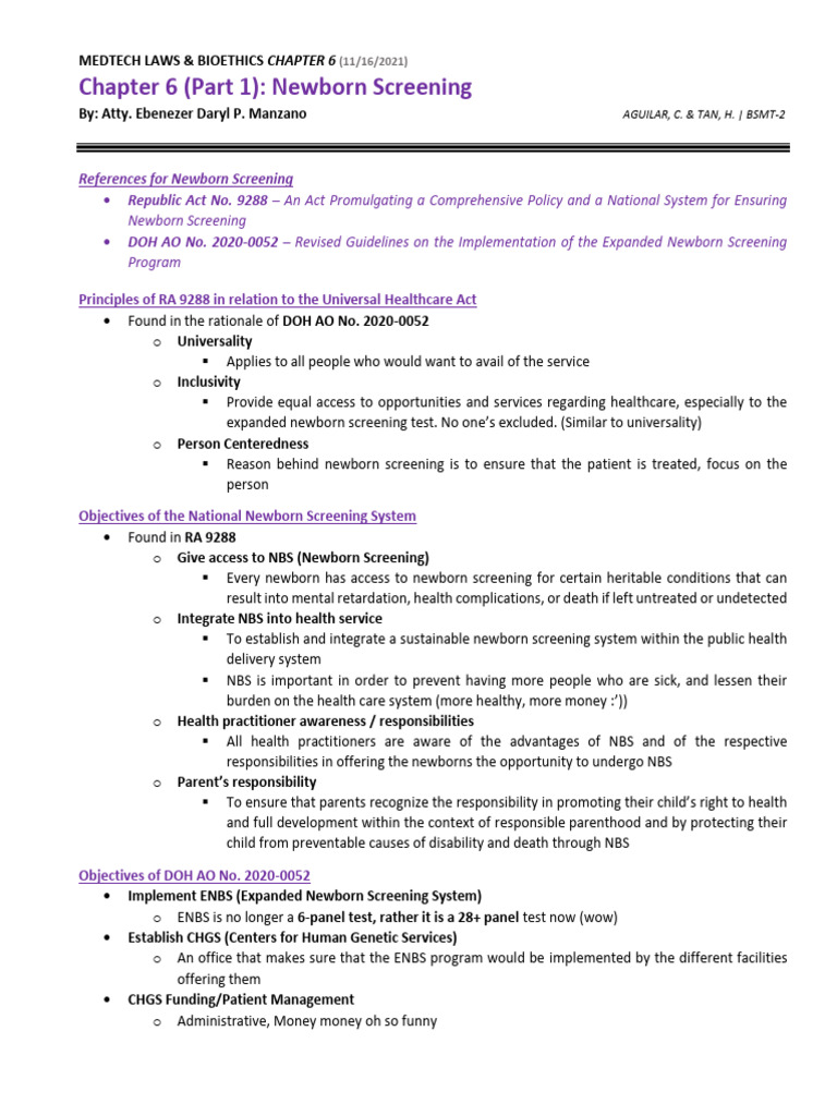 Newborn Screening: Key Tests & Procedures | PDF | Medical Specialties ...