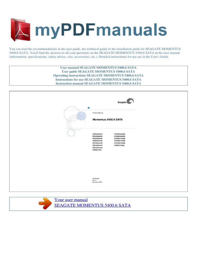 Seagate Momentus 5400.6 User Manual | PDF | Computer Data Storage ...