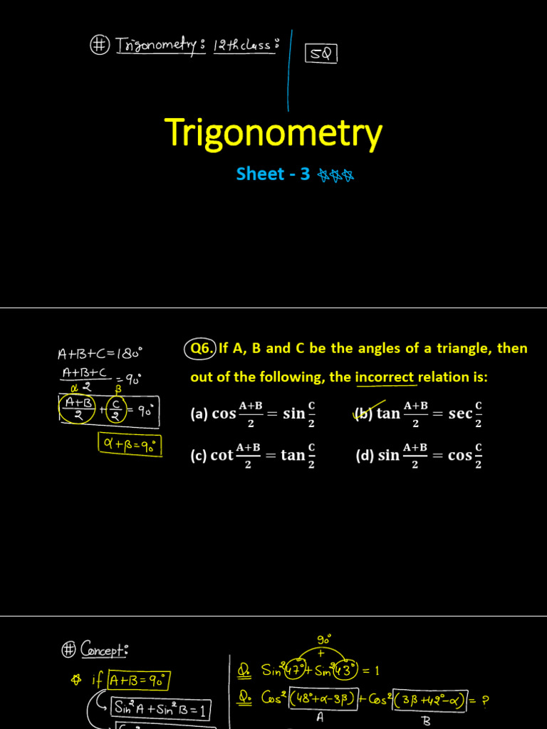 113) Trigonometry - 12th Class | PDF | Elementary Mathematics ...