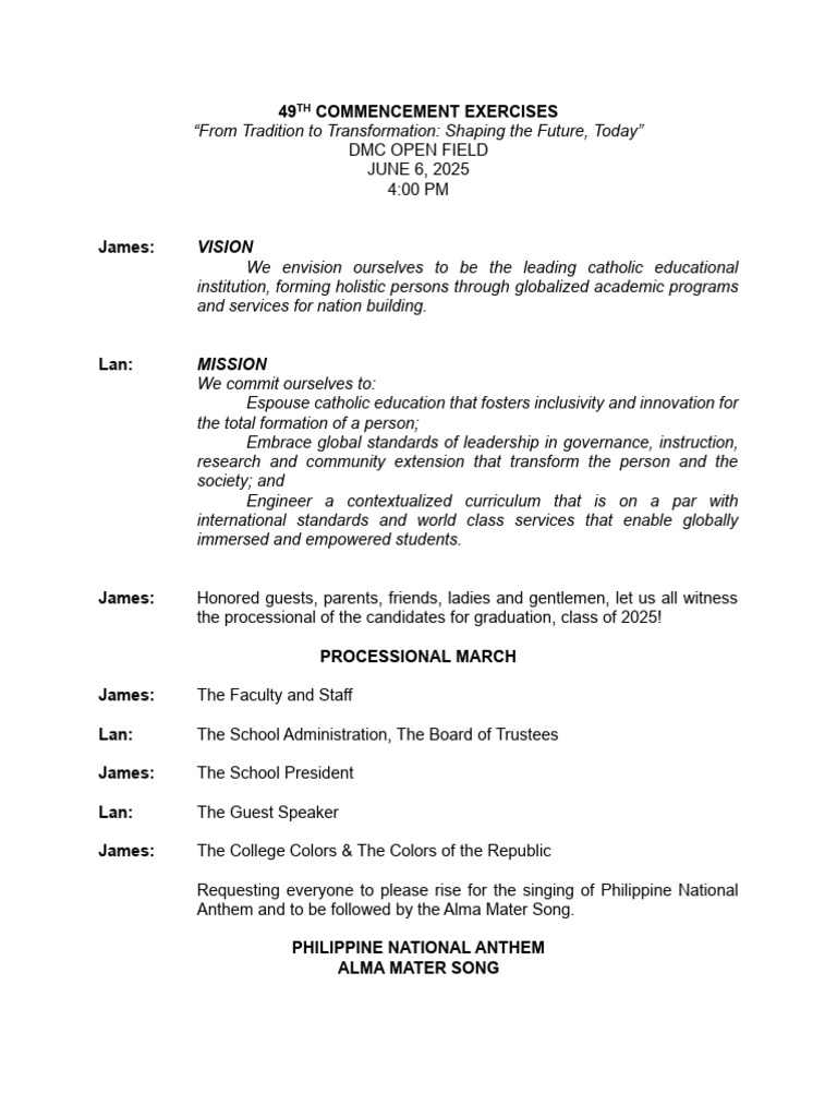 49th Commencement Exercises 2025 Pdf Qualifications Educational