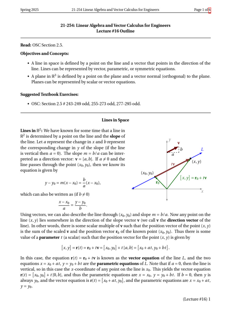 Linear Algebra: Lines and Planes in R3 | PDF | Vector Space | Equations