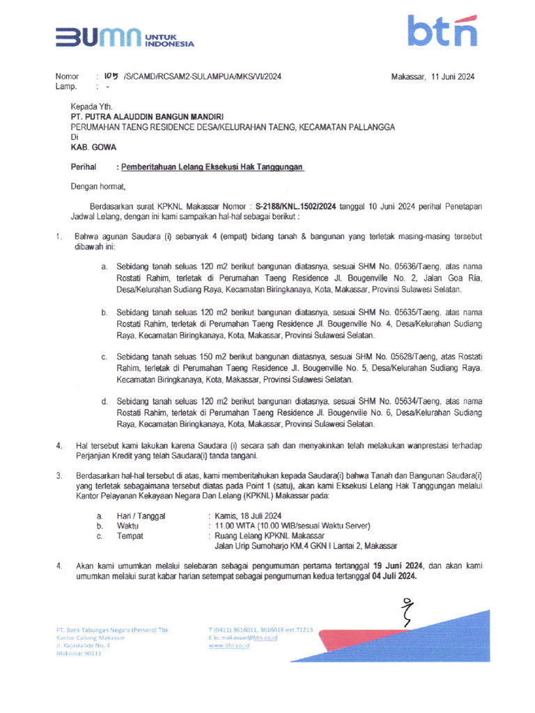 Lelang Tanah di Makassar, 2024 | PDF