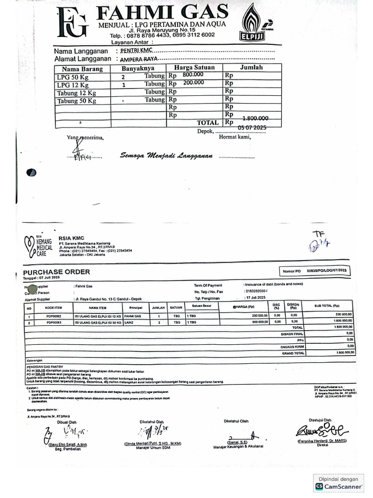 Contoh PO Gas Elpiji | PDF