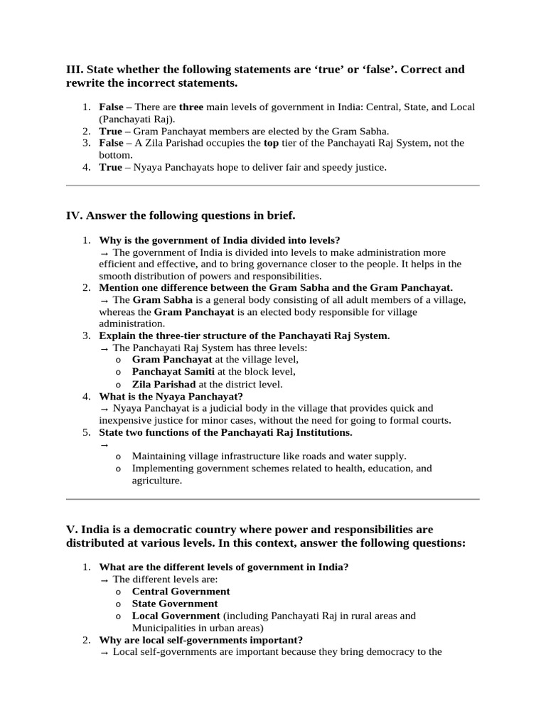 Social and Political Life Exercise Questions | PDF | Governance ...