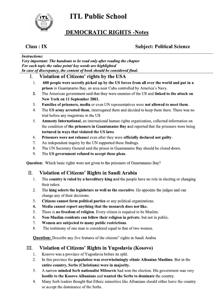 Democratic Rights Notes | PDF