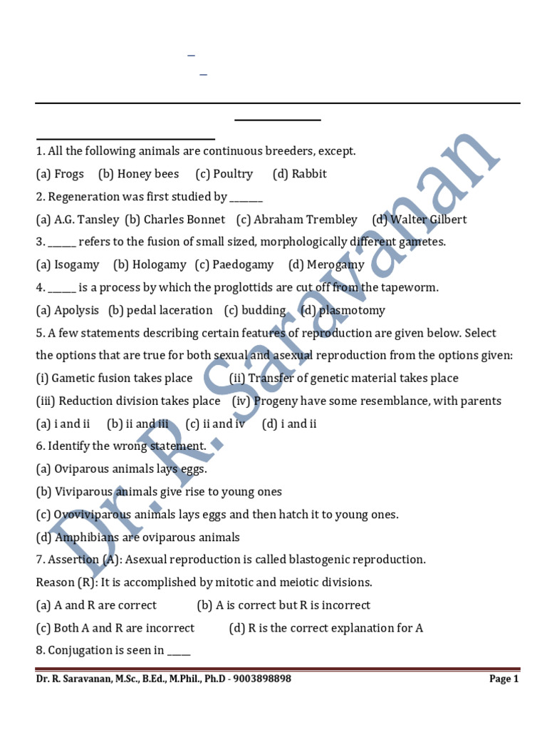 87-12th Bio Zoology - Unit 1-5 Unit Test Model Question Paper - English ...