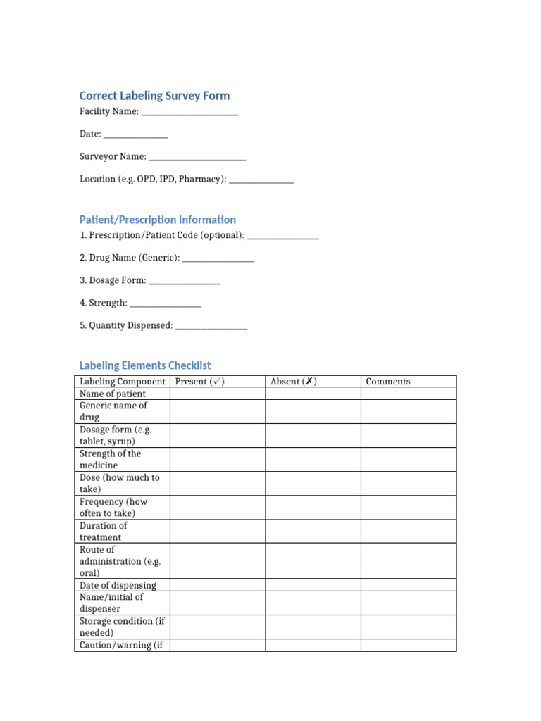 Correct Labeling Survey Form Meki | PDF