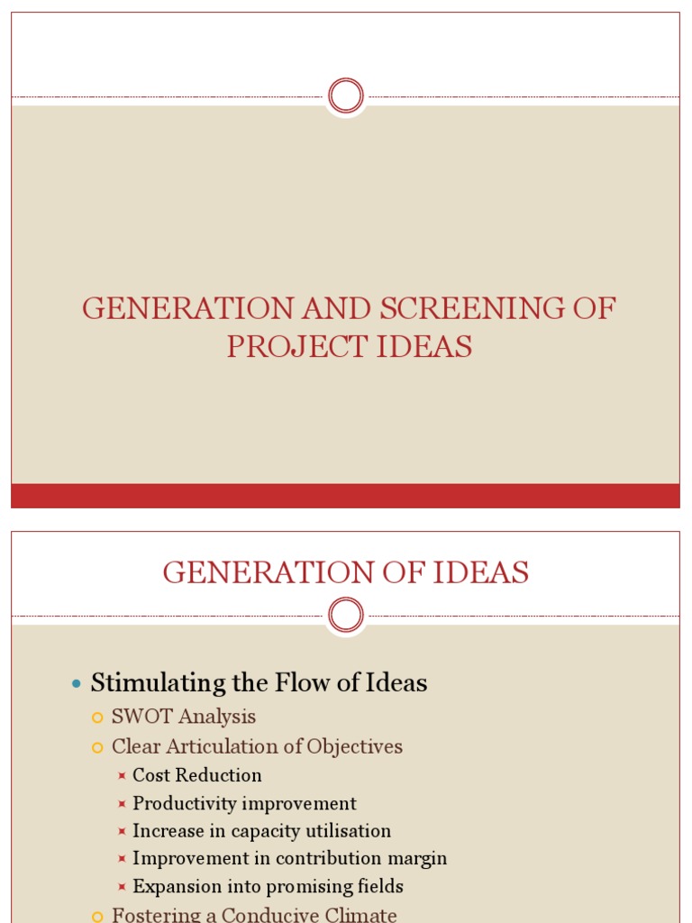 Generation & Screening of Project Ideas | PDF | Economic Growth | Exports