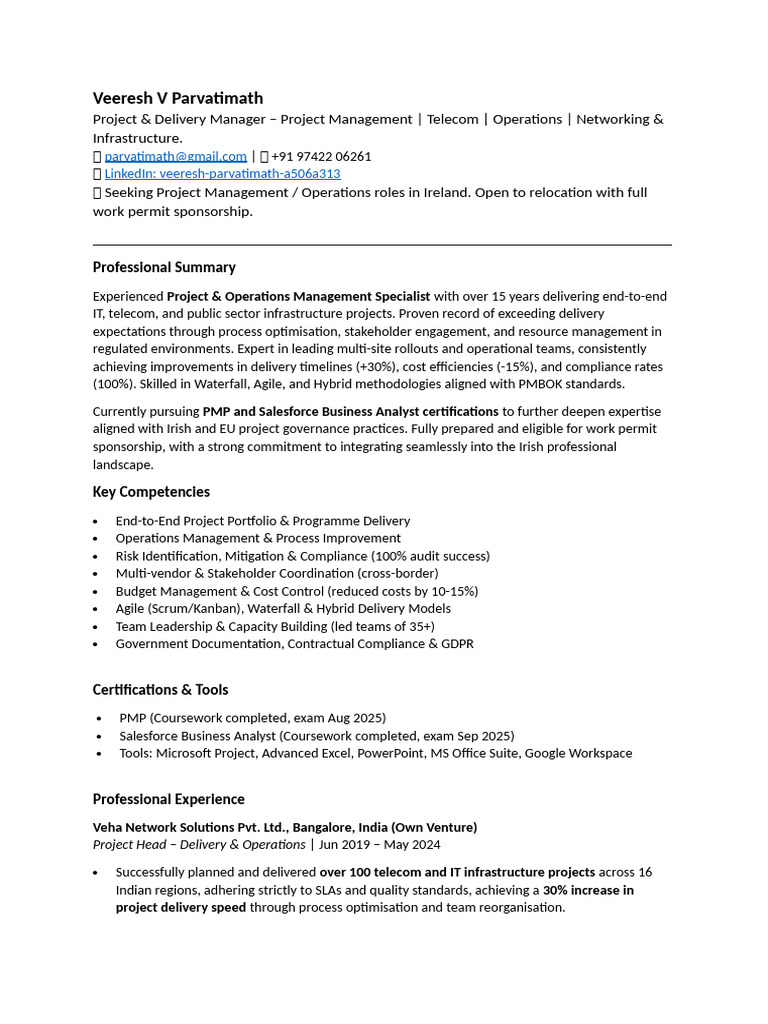 Veeresh V Parvatimath-IE | PDF | Project Management | Agile Software Development