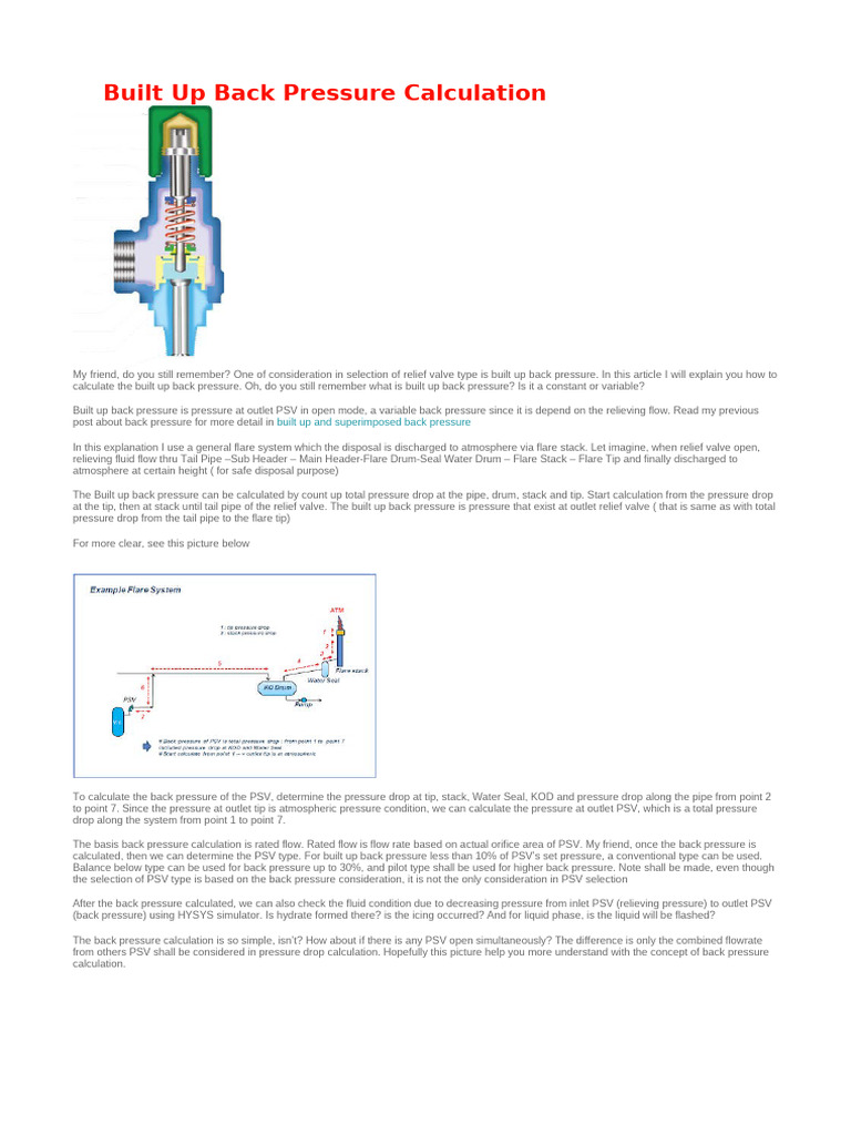 Built Up Back Pressure Calculation | PDF | Pressure | Valve