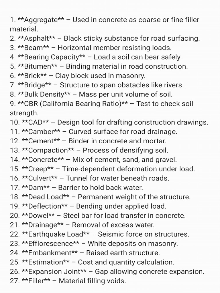 Civil Engg Words | PDF