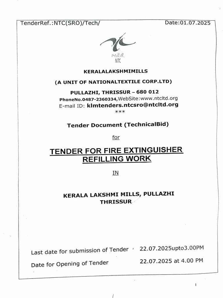 Tender For Fire Extinguisher Refilling Work | PDF