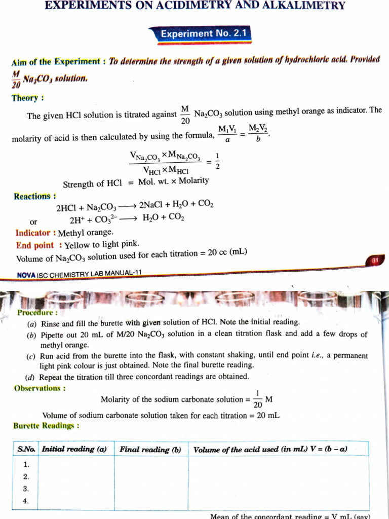 Acid-Base Titration Lab Manual | PDF | Titration | Chemistry