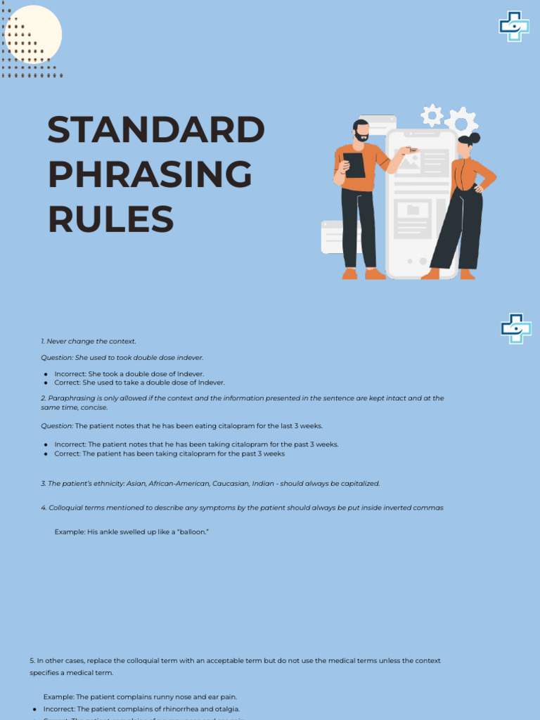 Standard Medical Phrasing Guidelines | PDF