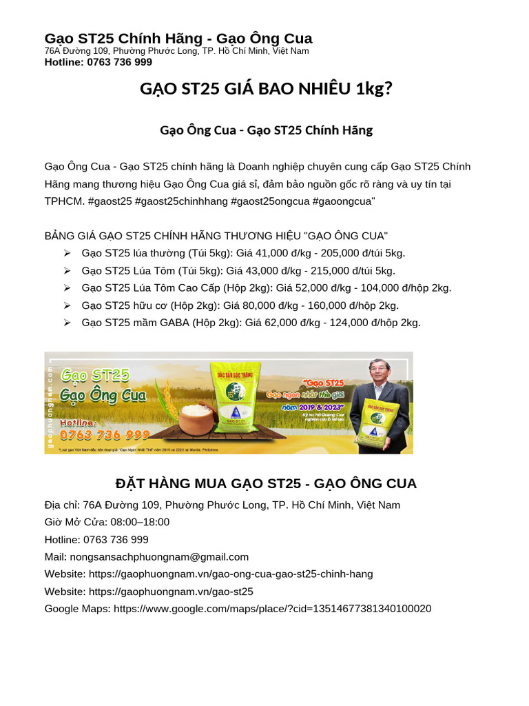G o Ông Cua - G o ST25 Chính Hãng Giá Bao Nhiêu 1kg? | PDF