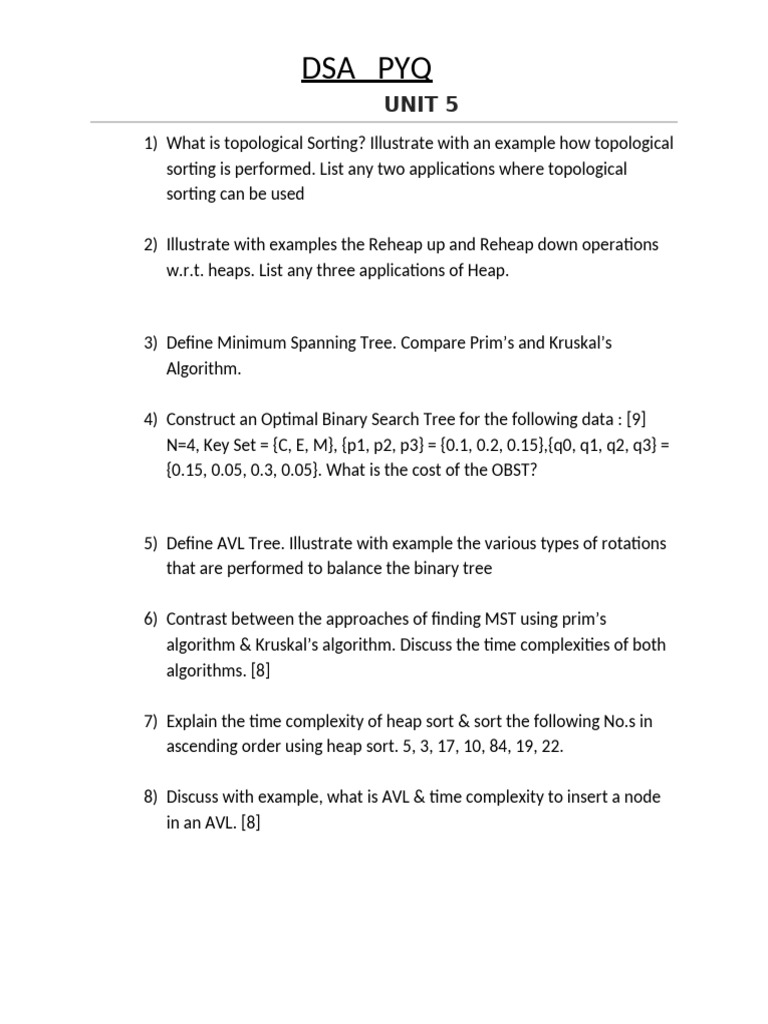 Unit 5 Dsa Pyq | PDF