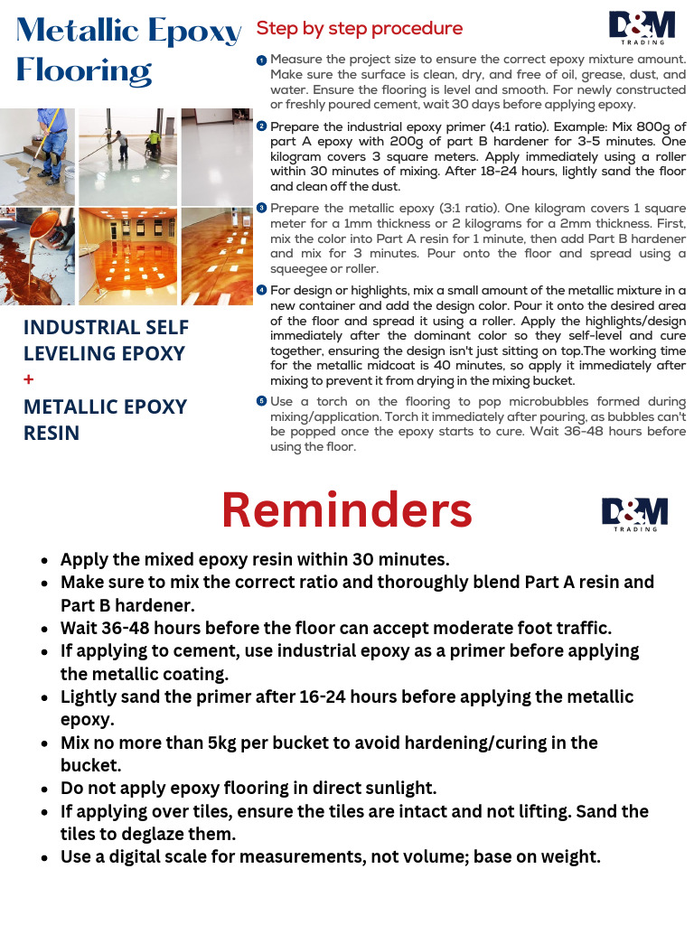 Metallic Epoxy Floor Procedure | PDF | Epoxy | Flooring