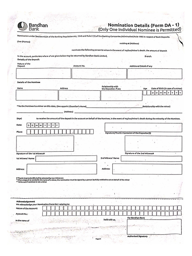 Nomination Form Da 1 | PDF