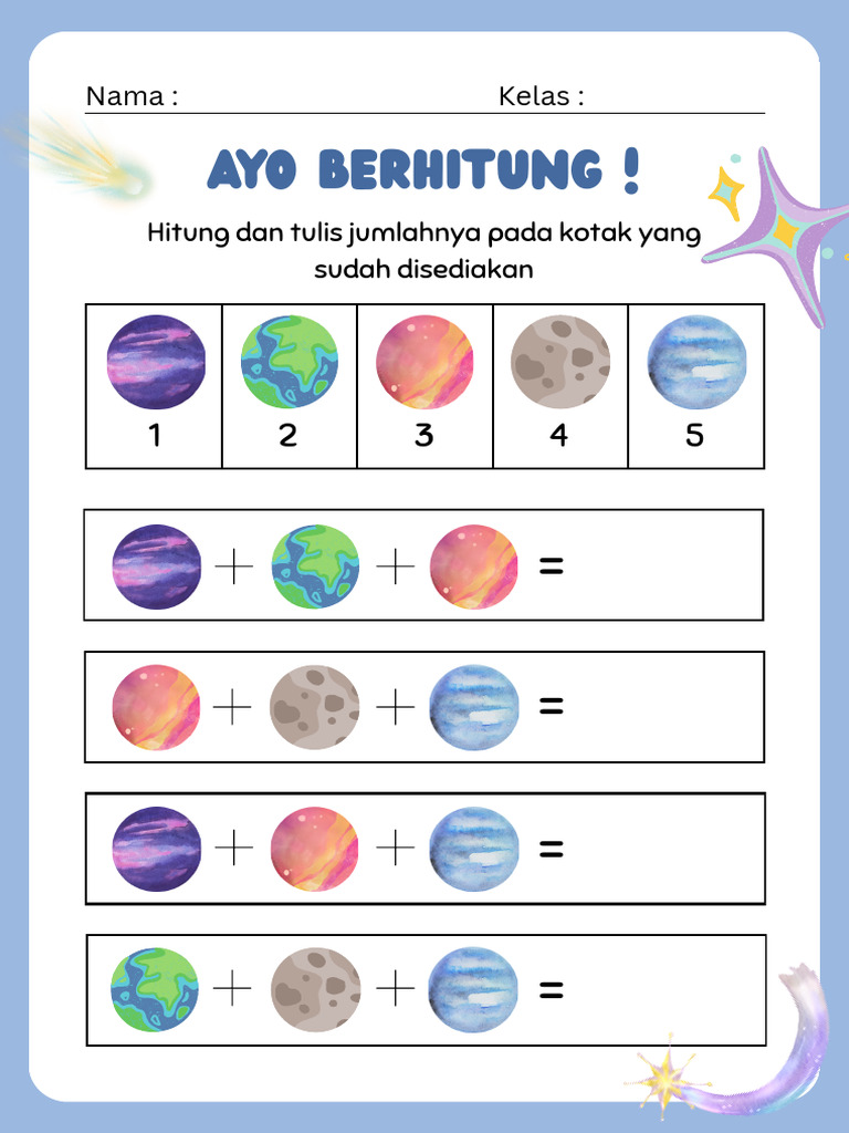 Menghitung Coding Planet Lembar Kerja Matematika Biru Ilustratif | PDF