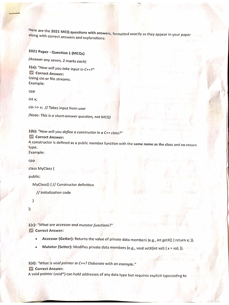 MCQ CPP | PDF
