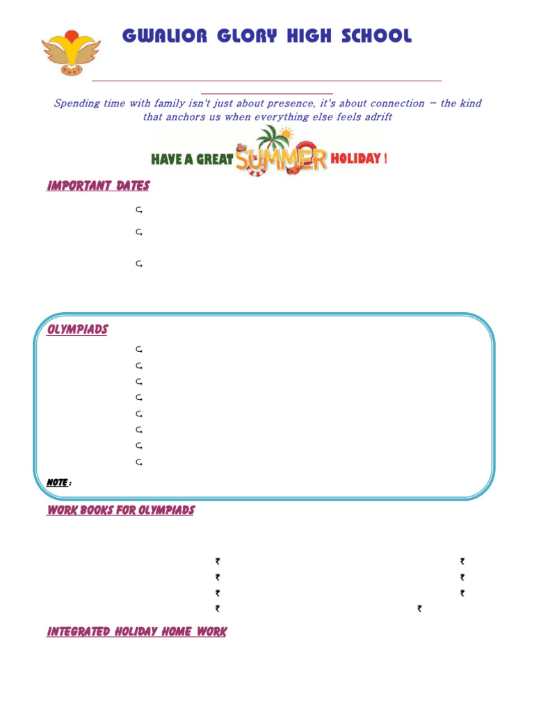 Classes 9 To 12 Students' Circular For The Month of May - June - 2025 ...