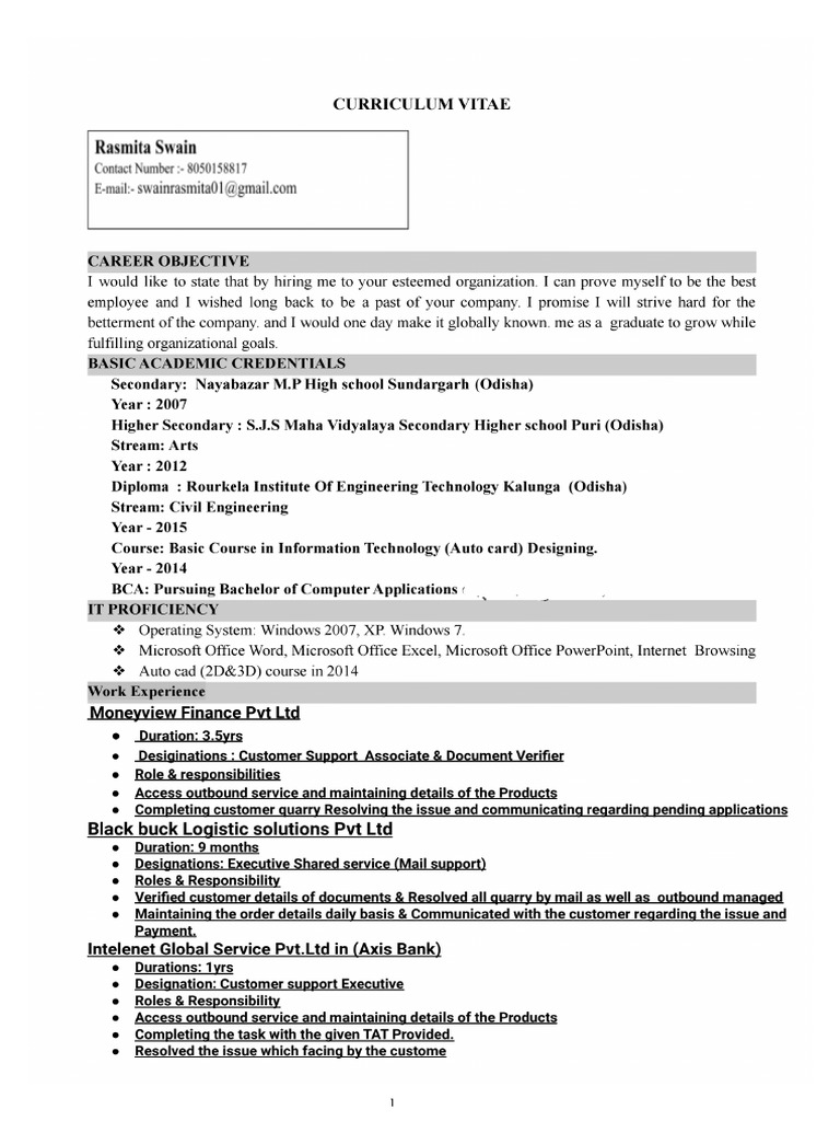 Rasmita CV | PDF