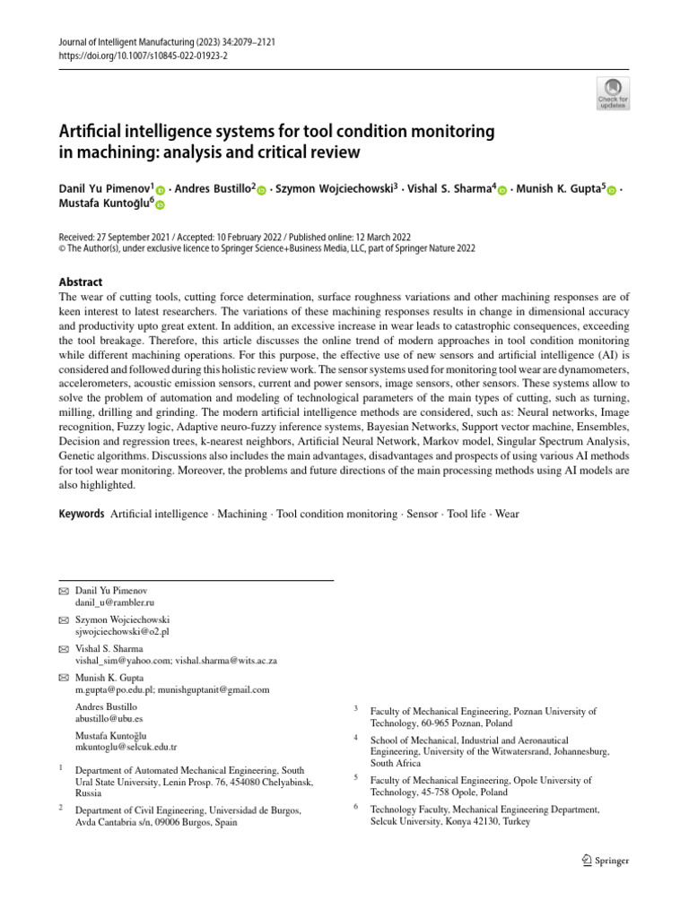 AI System For TCM in Machining 2023 | PDF | Artificial Intelligence | Intelligence (AI) & Semantics