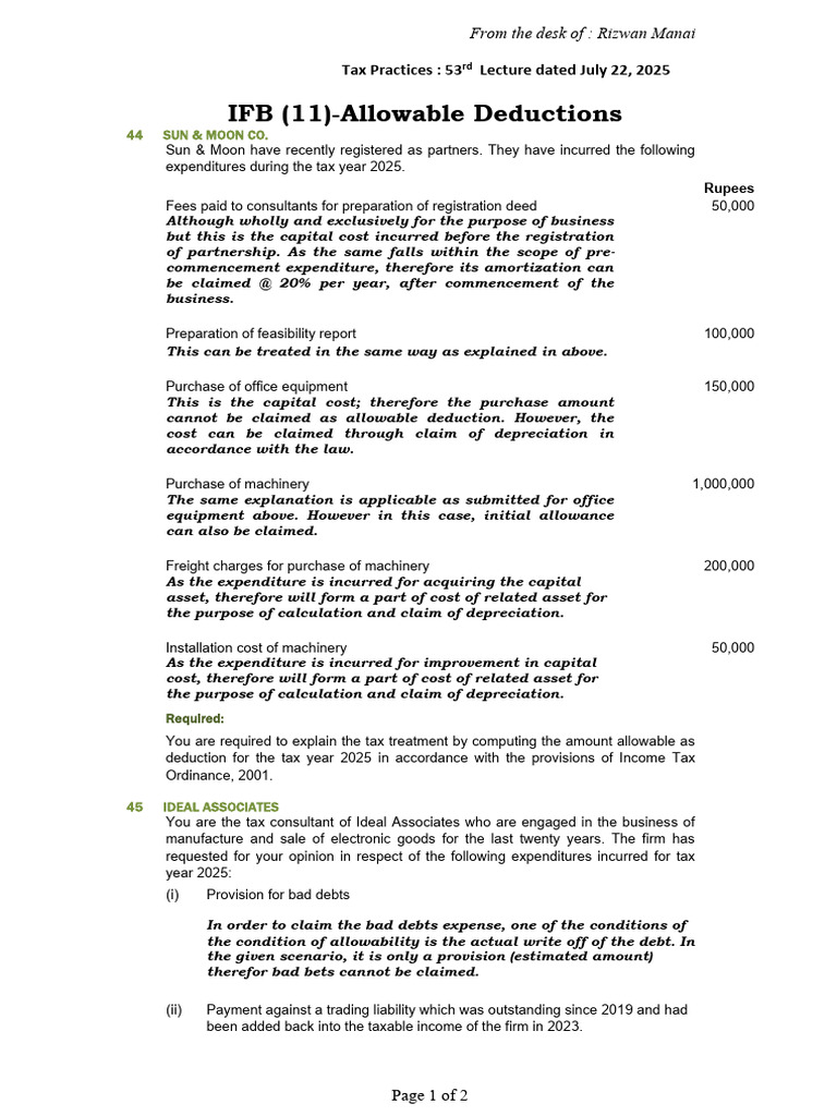Tax Deductions and Allowances Guide 2025 | PDF | Expense | Tax Deduction
