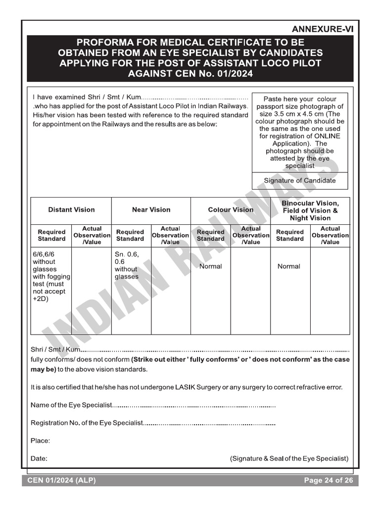 ALP VIsion Certificate Format | PDF