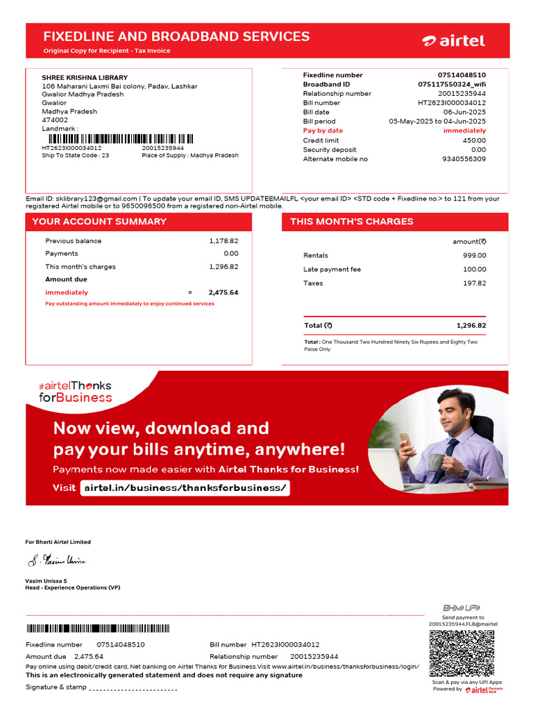 Fixedline and Broadband Services: Your Account Summary This Month'S ...