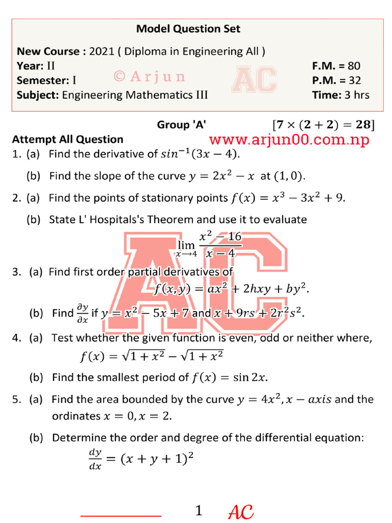 Engineering Mathematics III - Set Question Paper - (WWW - Arjun00.com ...