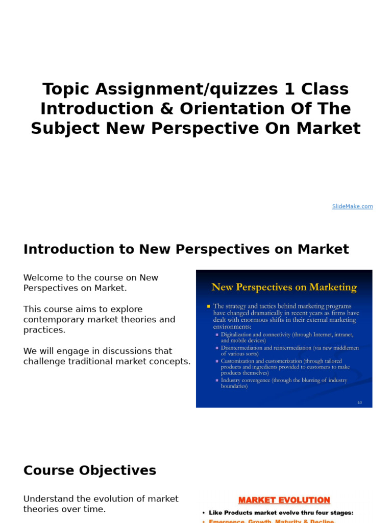 Topic Assignment - Quizzes 1 Class Introduction & Orientation of The ...