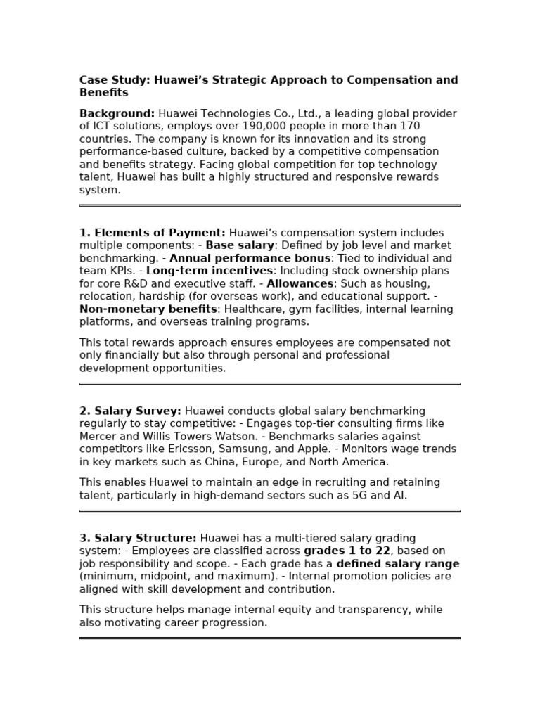 Huawei's Compensation Strategy Explained | PDF | Salary | Employment