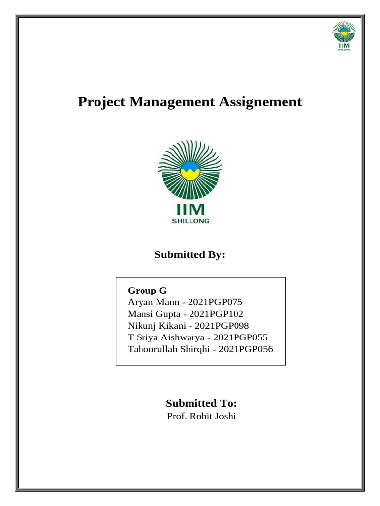 Project Management Assignement | PDF
