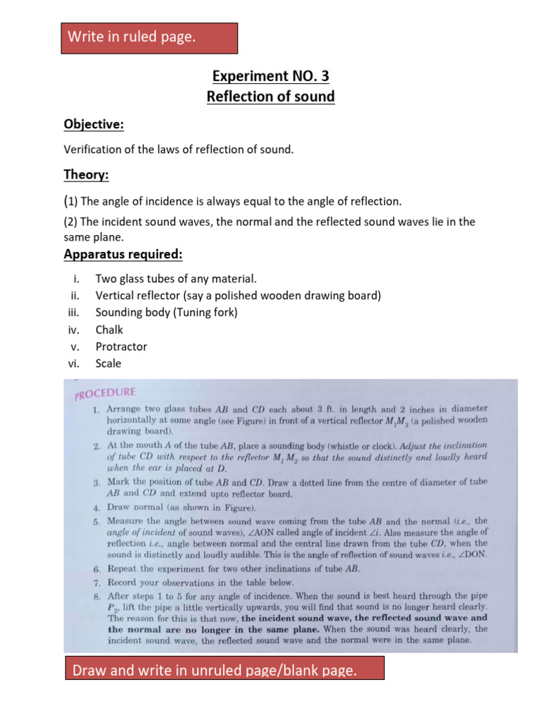Experiment NO 3-Reflection of Sound | PDF