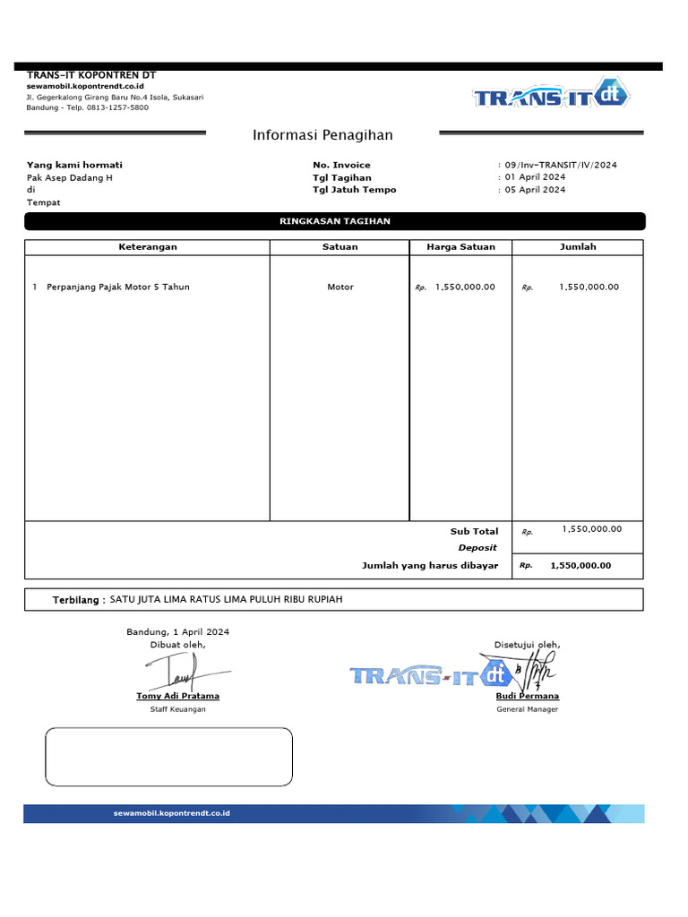 Invoice 09 Pak Asep Dadang | PDF