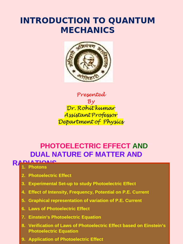 Quantum Mechanics: Photoelectric Effect Explained | PDF | Photoelectric ...