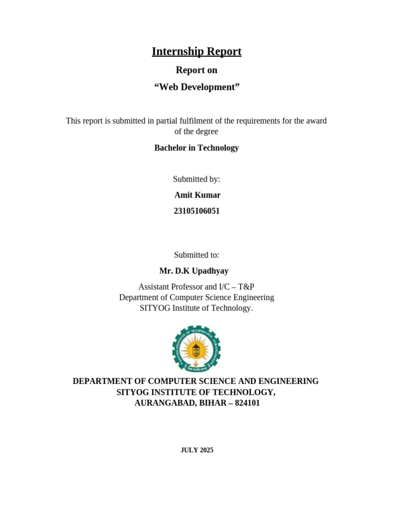Navneet Internship Report | PDF | Web Development | World Wide Web