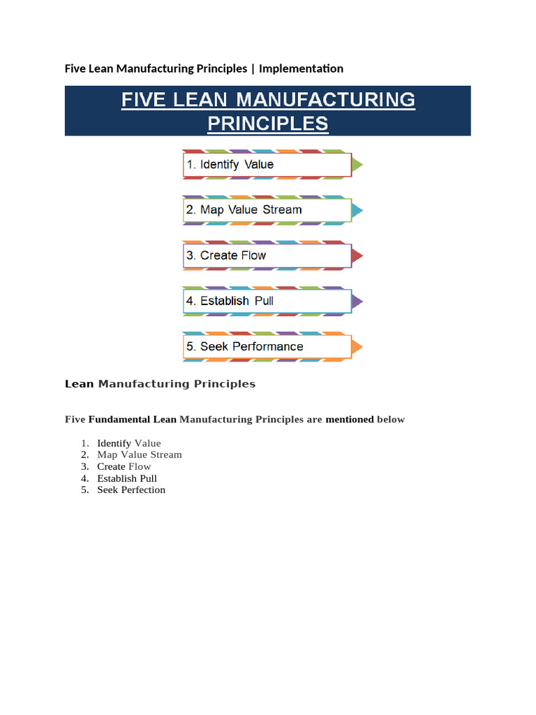 Five Lean Manufacturing Principles | PDF | Lean Manufacturing | Economies