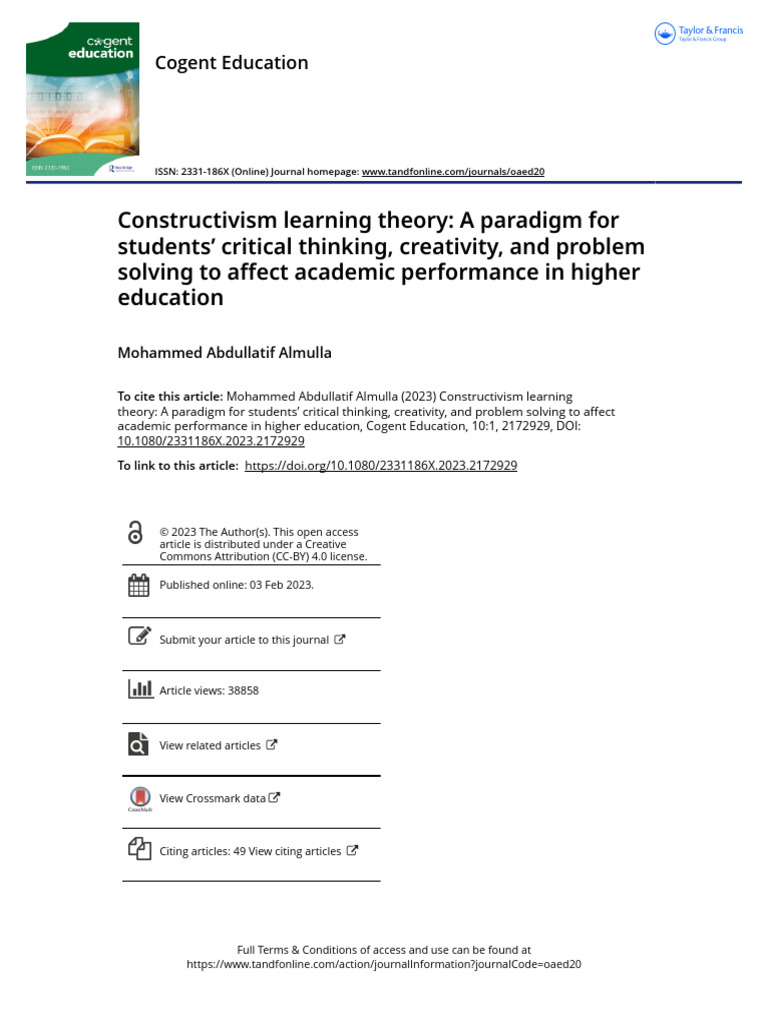 Constructivism Learning Theory A Paradigm For Students Critical ...