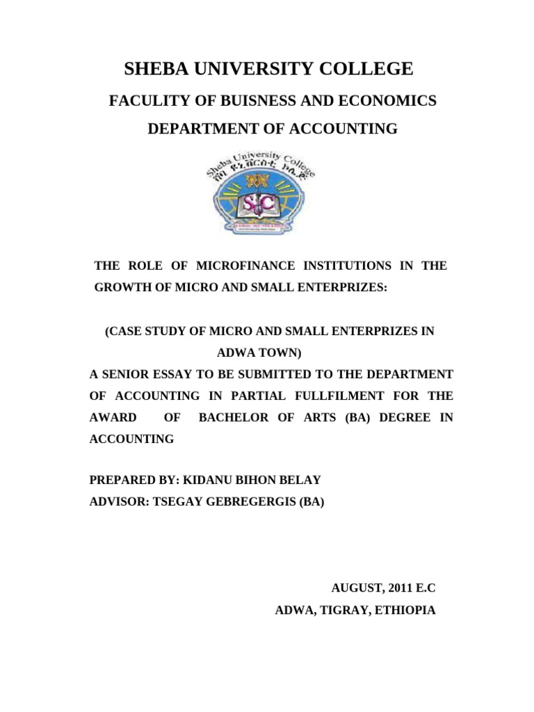 Role of Microfinances On MSEs | PDF | Microfinance | Entrepreneurship