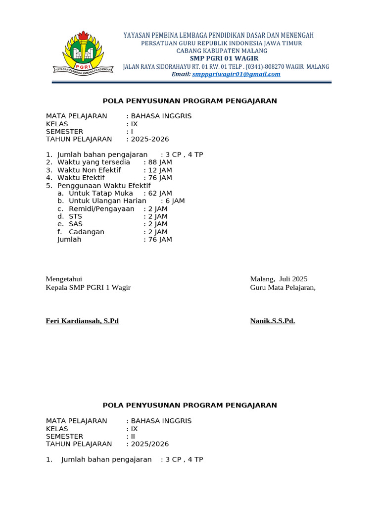 Kls 9 - POLA P. PROGRAM | PDF