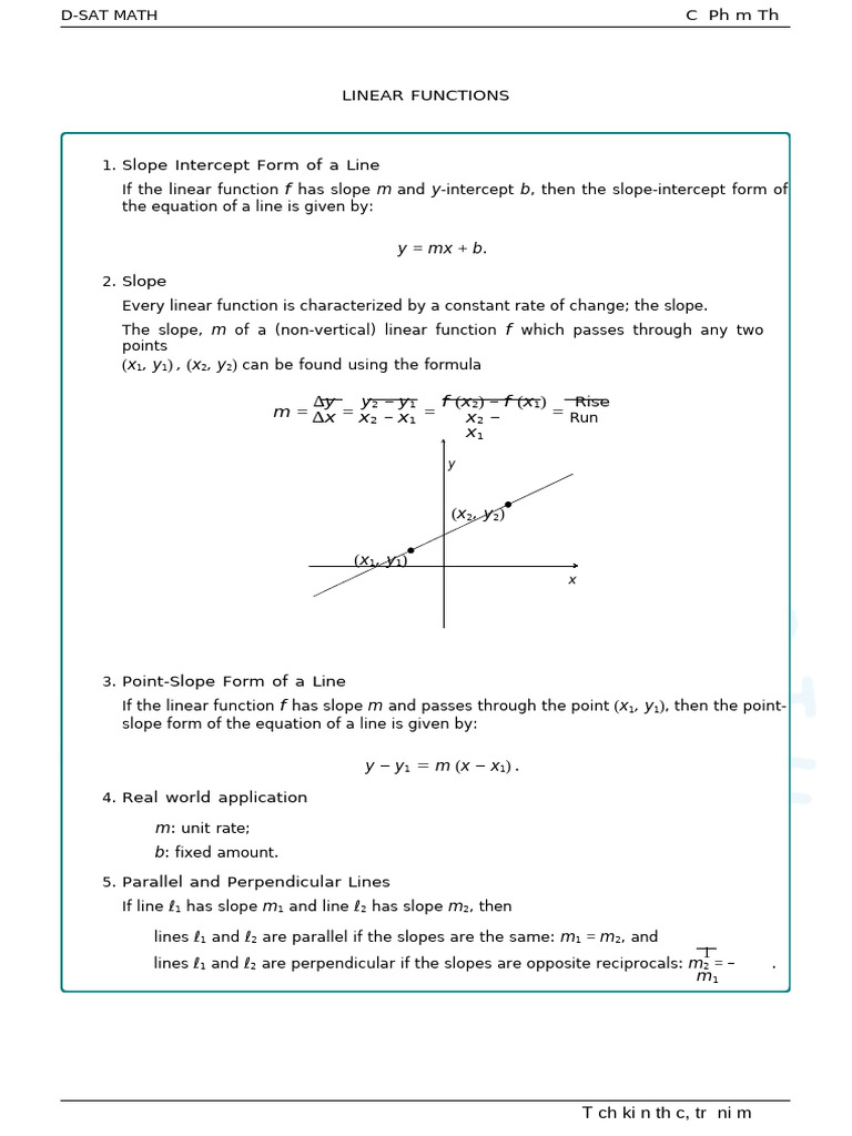 1 Linear Function SAT Math | PDF | Mathematics | Mathematical Objects