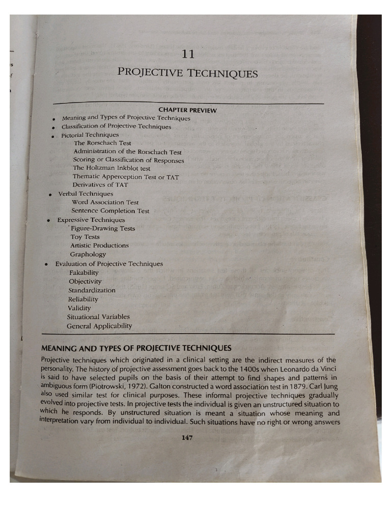Projective Techniques Scoring | PDF
